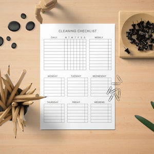 Printable Daily and Weekly Cleaning Checklist Digital PDF , A4 and ...