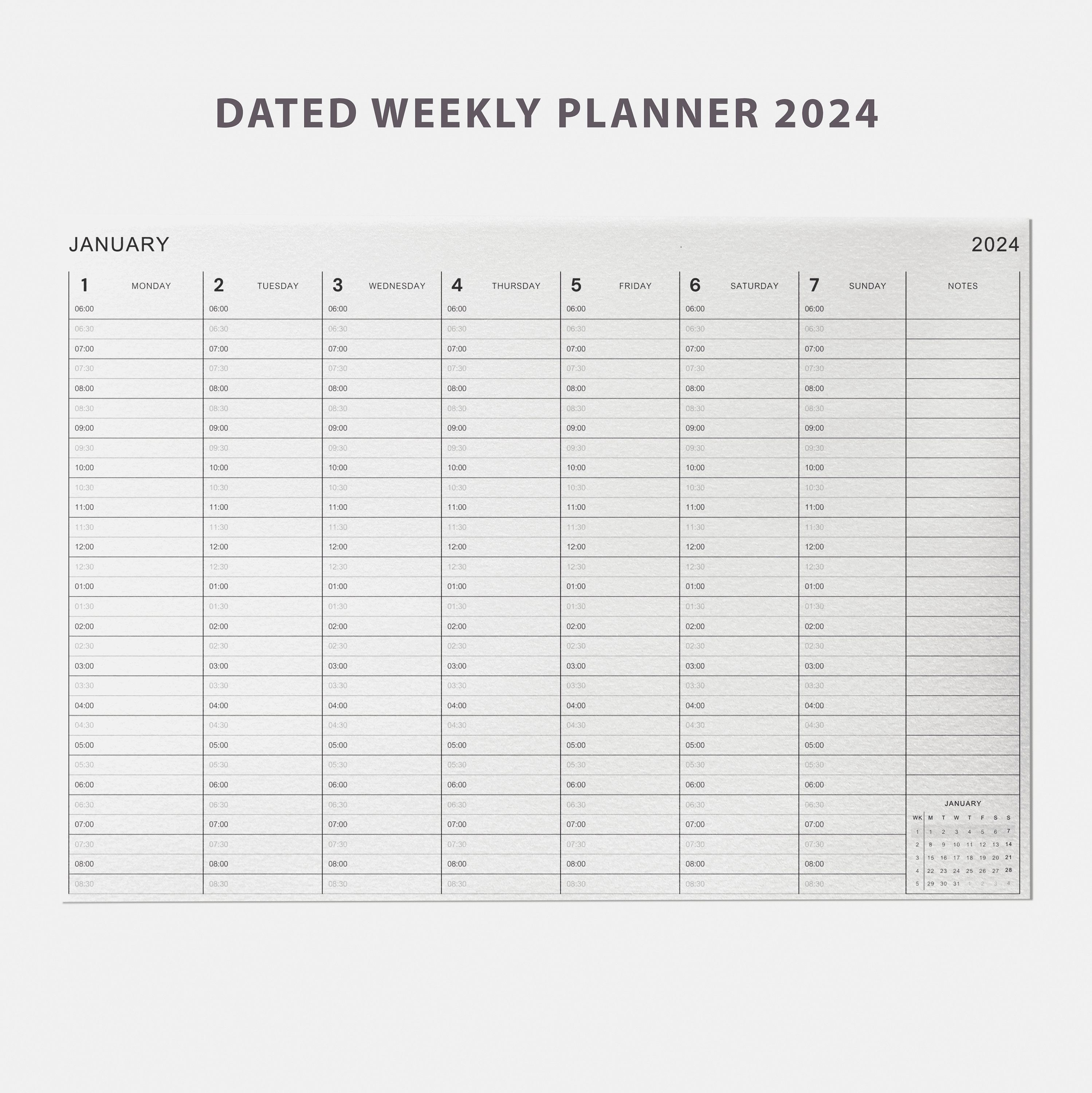 Dated Weekly Planner 2024 Printable Weekly Schedule Template, Half ...