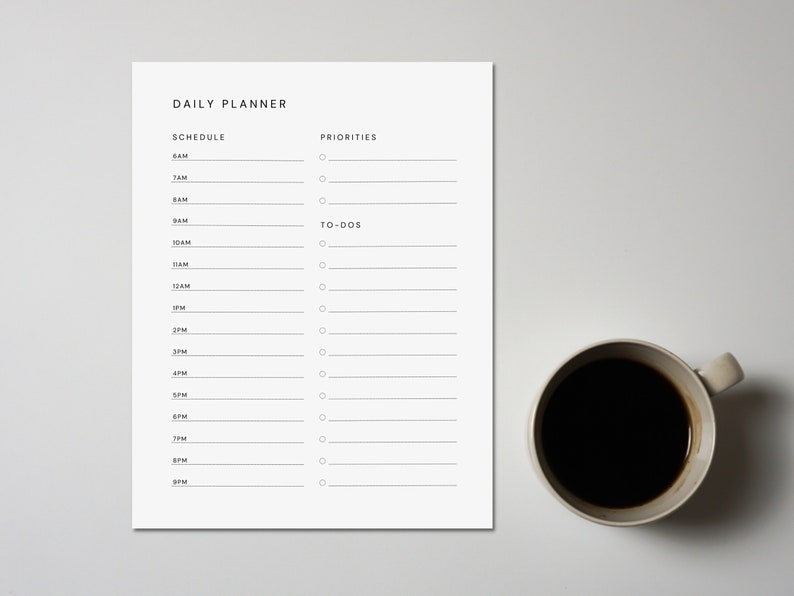 Printable Daily Planner Template PDF Simple Minimalist - Etsy