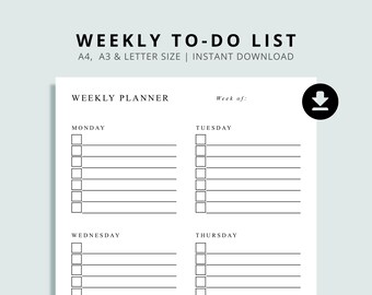 Weekly to Do List Printable Planner Print at Home Weekly - Etsy