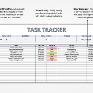 Excel Task Tracker Template: Digital Todo List (instant Download) - Etsy