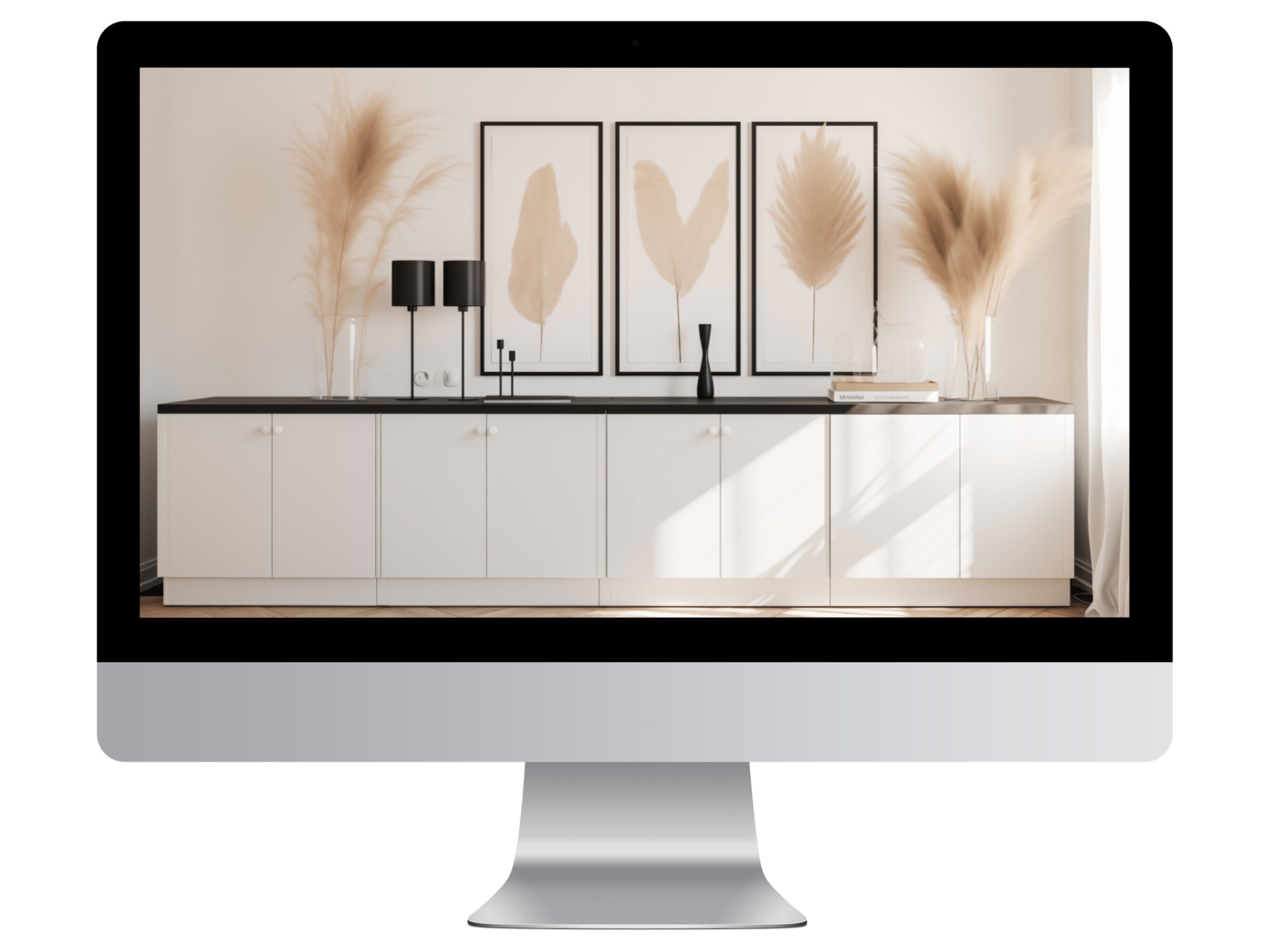 Virtual Background for Zoom & Teams Virtual Meetings White Sideboard ...