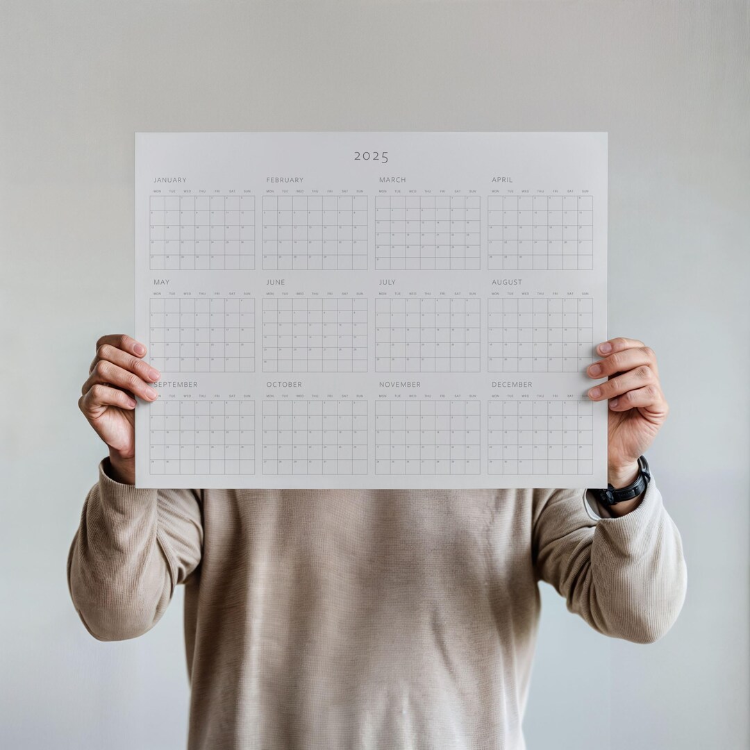 2025 Large Wall Calendar | Minimalist Yearly Planner Poster | 36x24" or ...