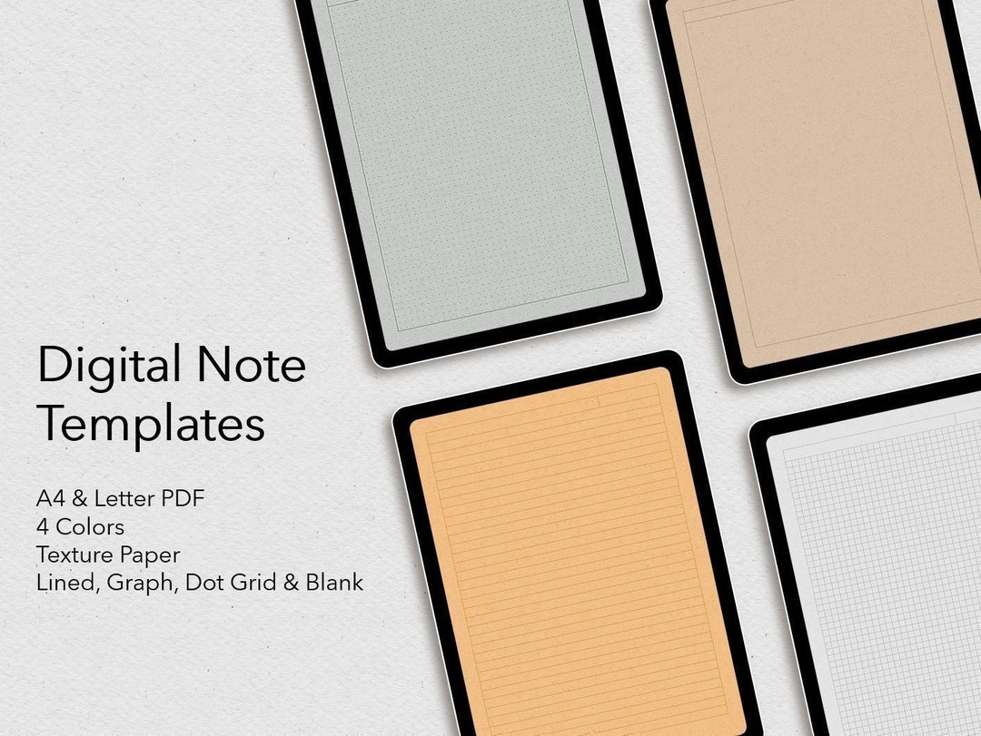 Digital Note Templates PDF Lined, Dot Grid, Graph & Blank Paper Texture ...
