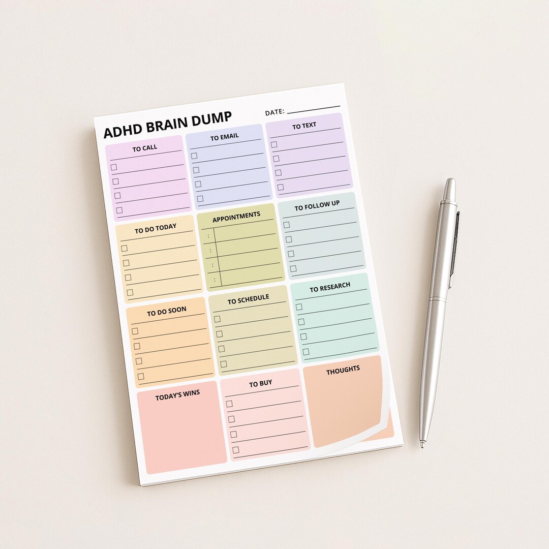 ADHD Brain Dump Sticky Notes 4x6" | Post-it® Notepad 50 Sheets - Etsy ...
