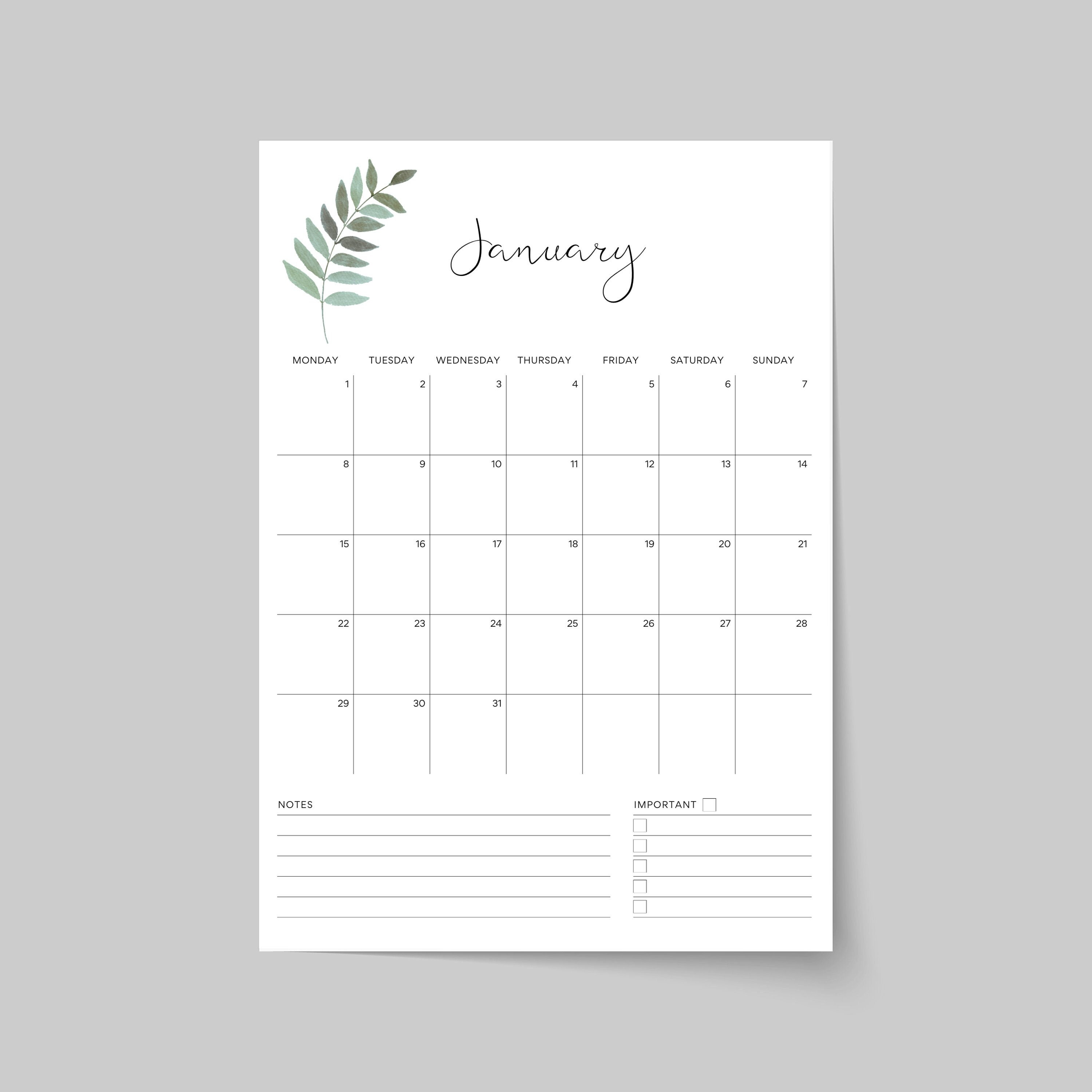 2004 Calendar Printable Monthly Planner 2024 PDF Minimalist Calendar ...