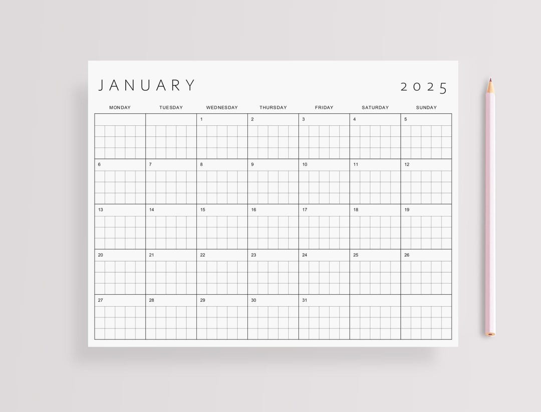 2025 Monthly Planner | Printable Calendar PDF | Minimalist A4 A3 Letter ...
