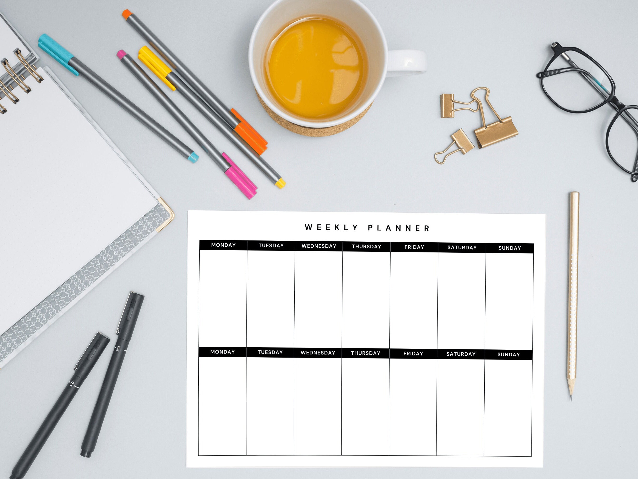 Bi-weekly Planner Printable: Minimalist Undated Schedule (A4 & Letter ...