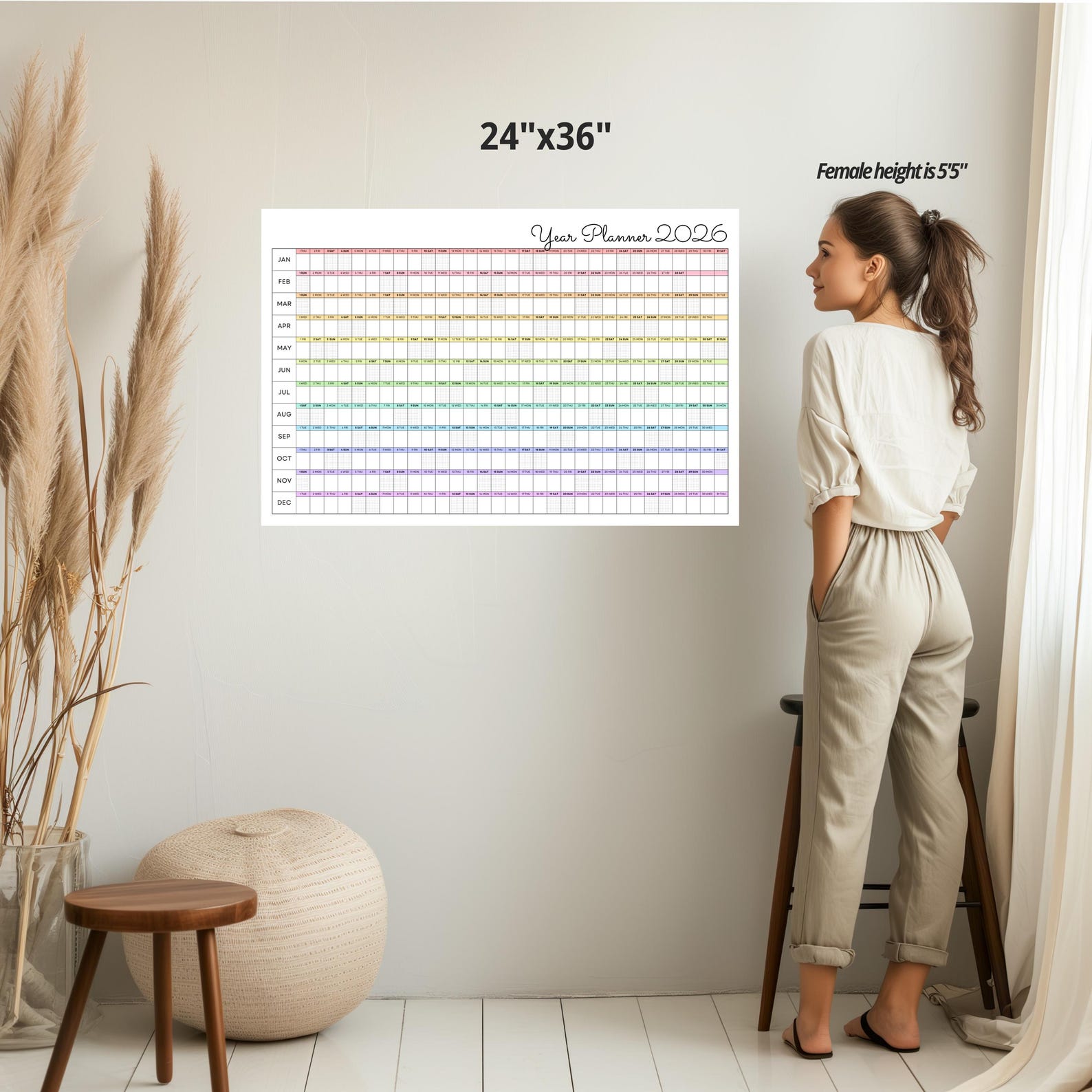 2026 Rainbow Wall Calendar Poster: Year-at-a-glance Planner - Etsy
