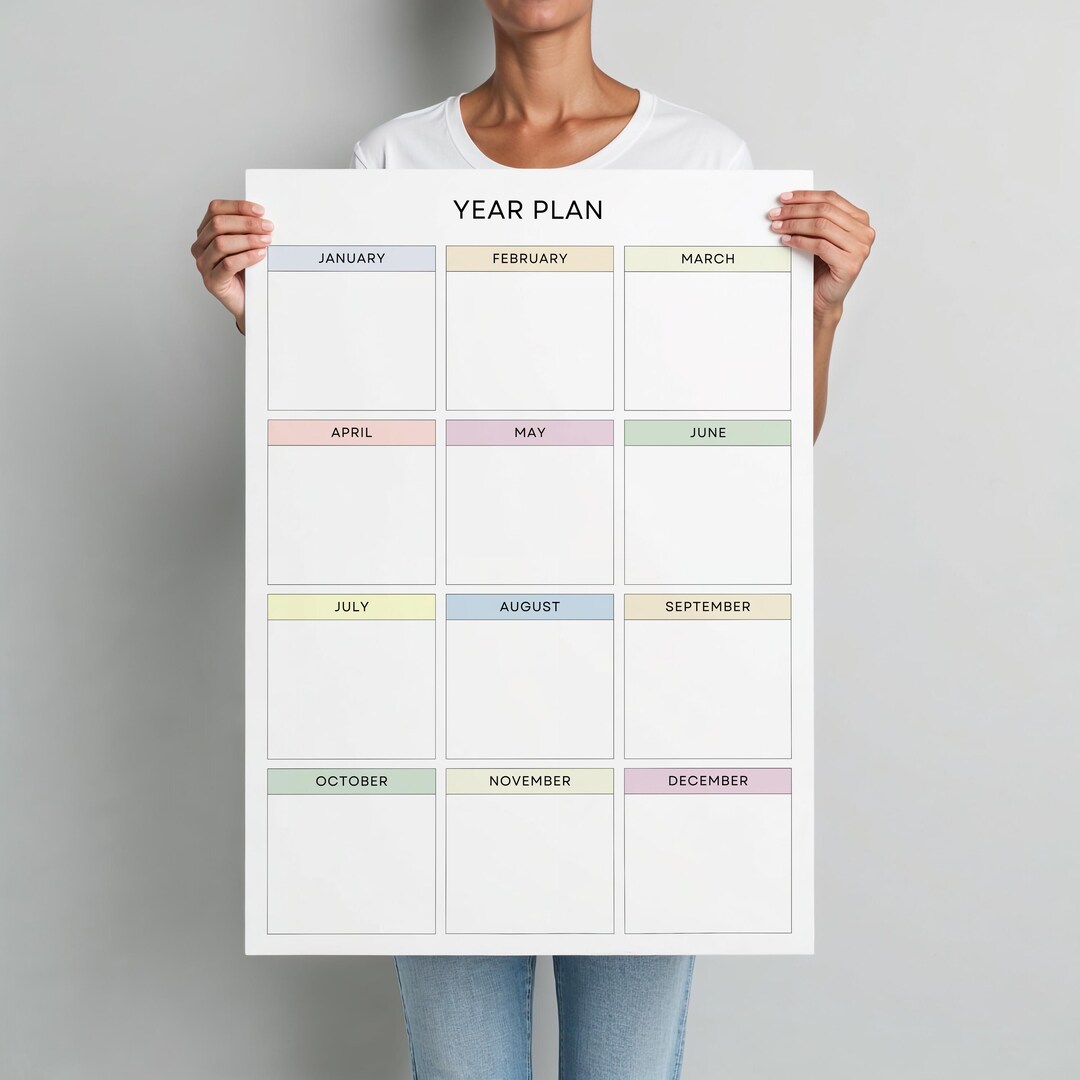 Year Planner Printable Pastel Yearly Goal Planner, Vision Board, PDF ...