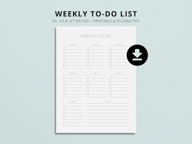 Minimalist Weekly Planner Printable Weekly Planner Template Week at a ...