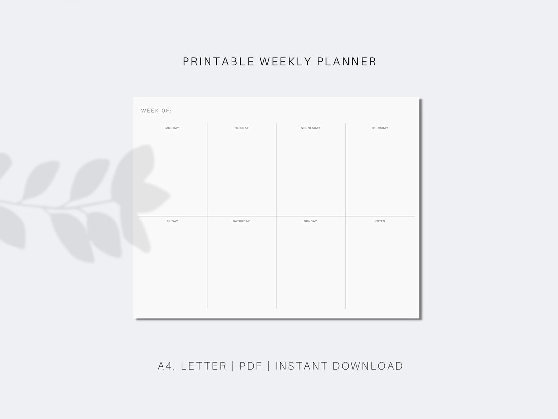 Printable Weekly Planner Minimalist Weekly Planner Template - Etsy