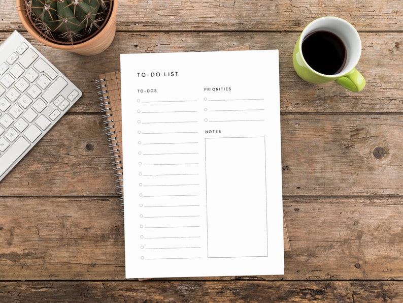 Plantilla de lista de tareas imprimible / A4, A5, carta y media carta / Planificador diario ...