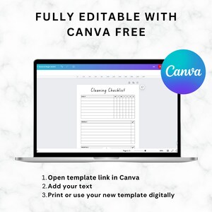 Editable Cleaning Checklist: Daily, Weekly, Monthly (canva Template) - Etsy