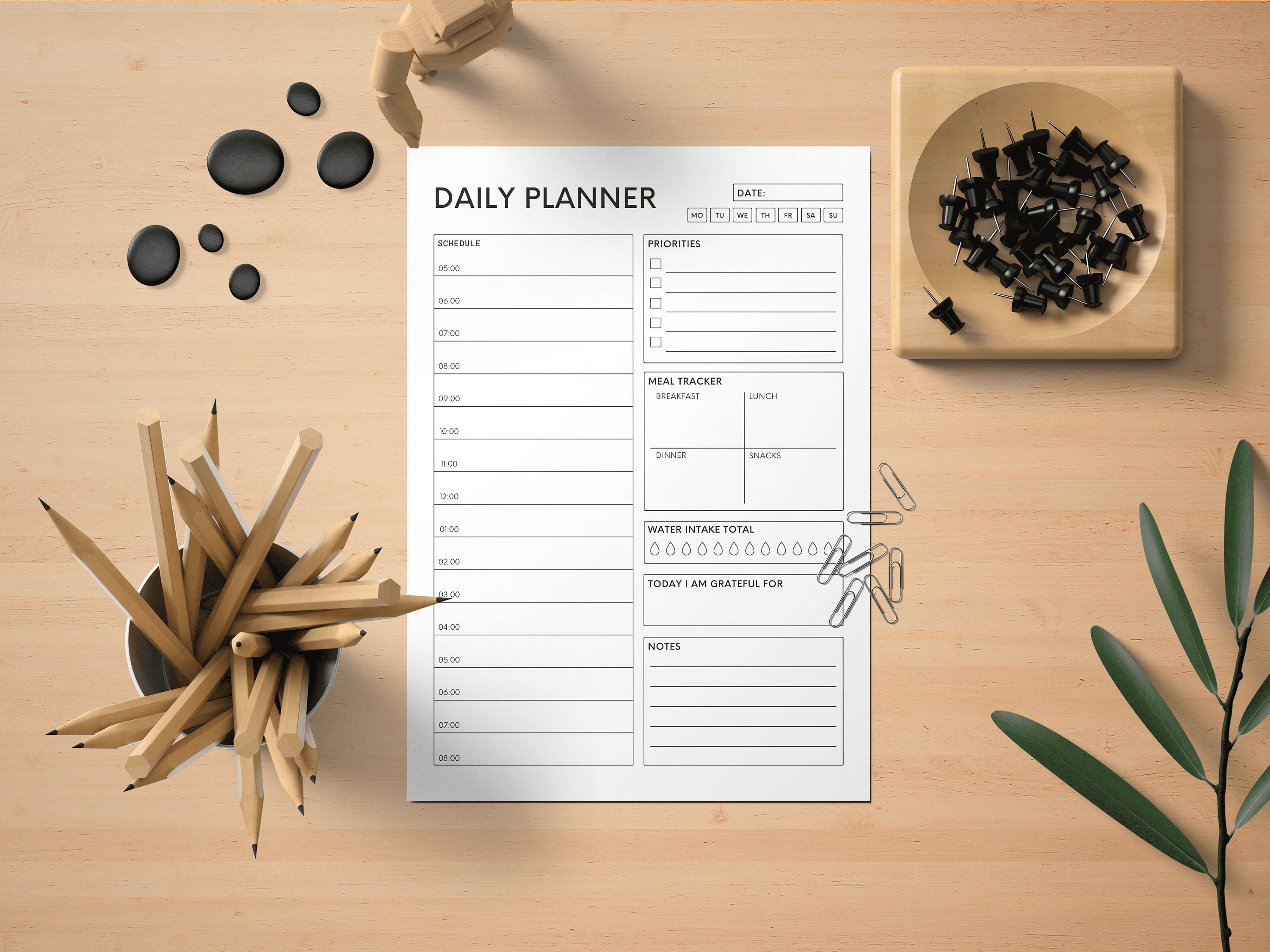 Daily Planner Template PDF Printable and Digital Minimalist - Etsy