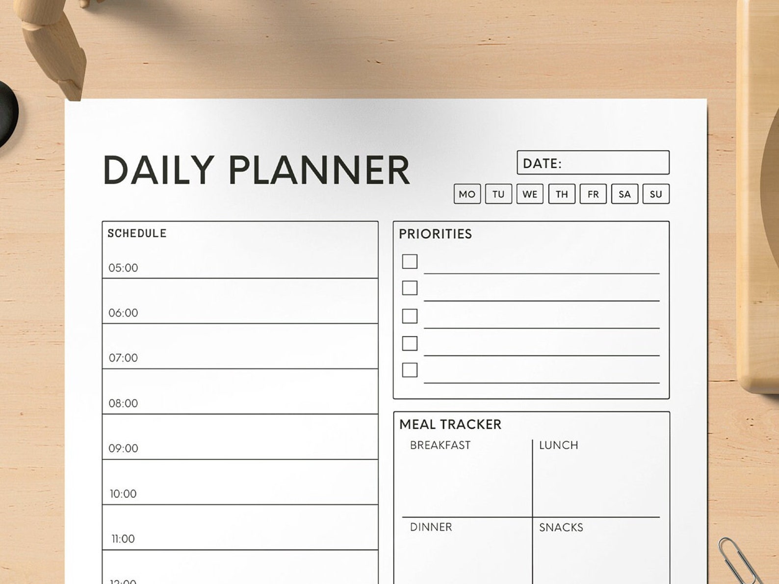 Daily Planner Template PDF Printable and Digital Minimalist - Etsy