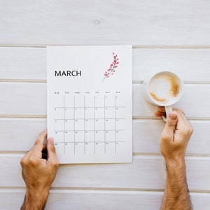 2024 Calendar Minimalist Calendar 2024 Watercolor Floral Aesthetic ...