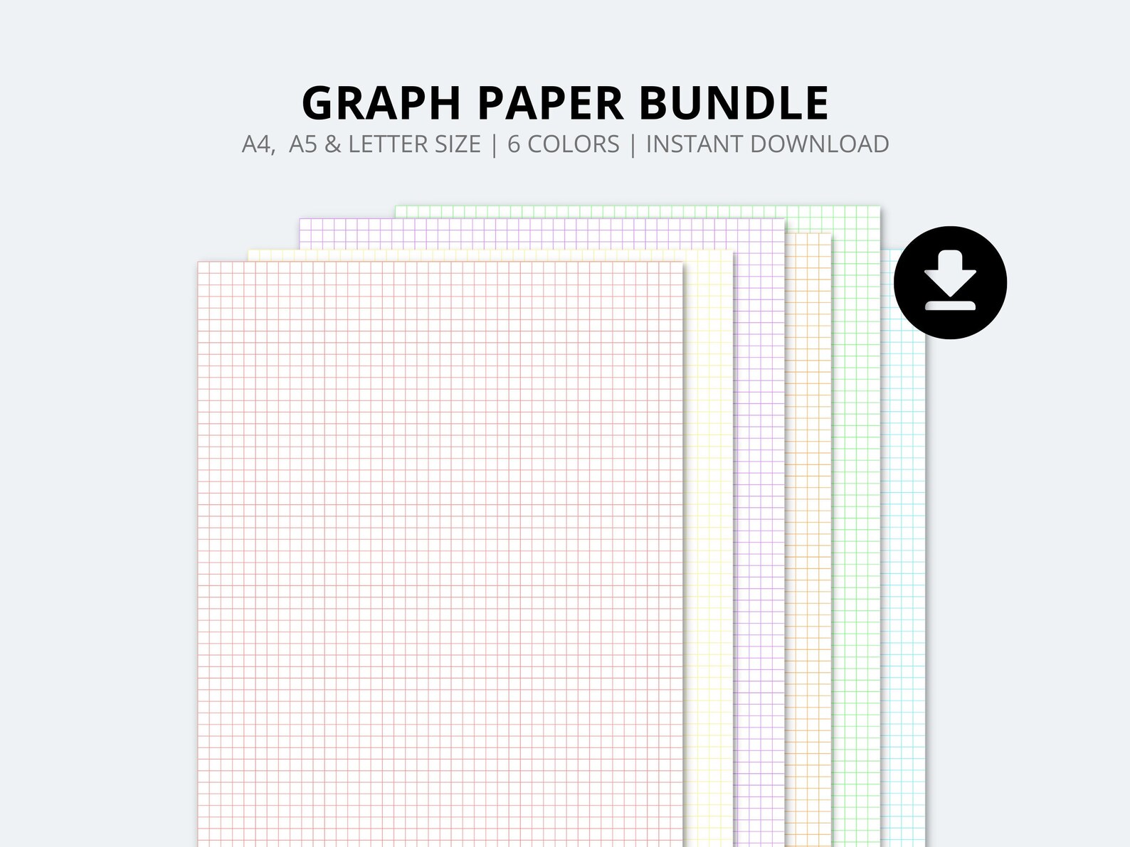 Printable Graph Paper Bundle, 6 Colorful Templates, Colored Graph Paper ...