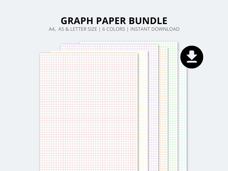 Printable Graph Paper Bundle, 6 Colorful Templates, Colored Graph Paper ...