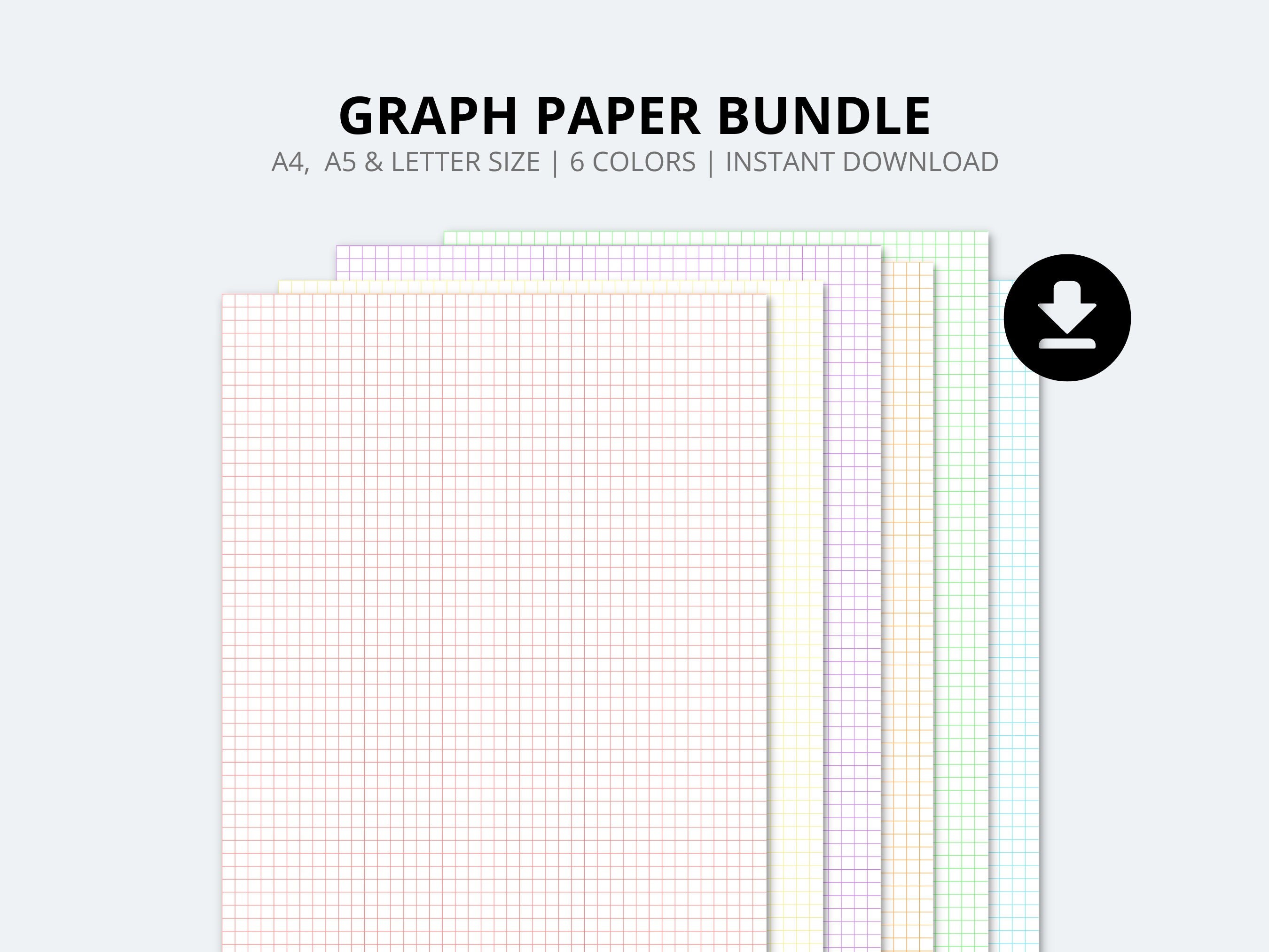 Printable Graph Paper Bundle, 6 Colorful Templates, Colored Graph Paper ...