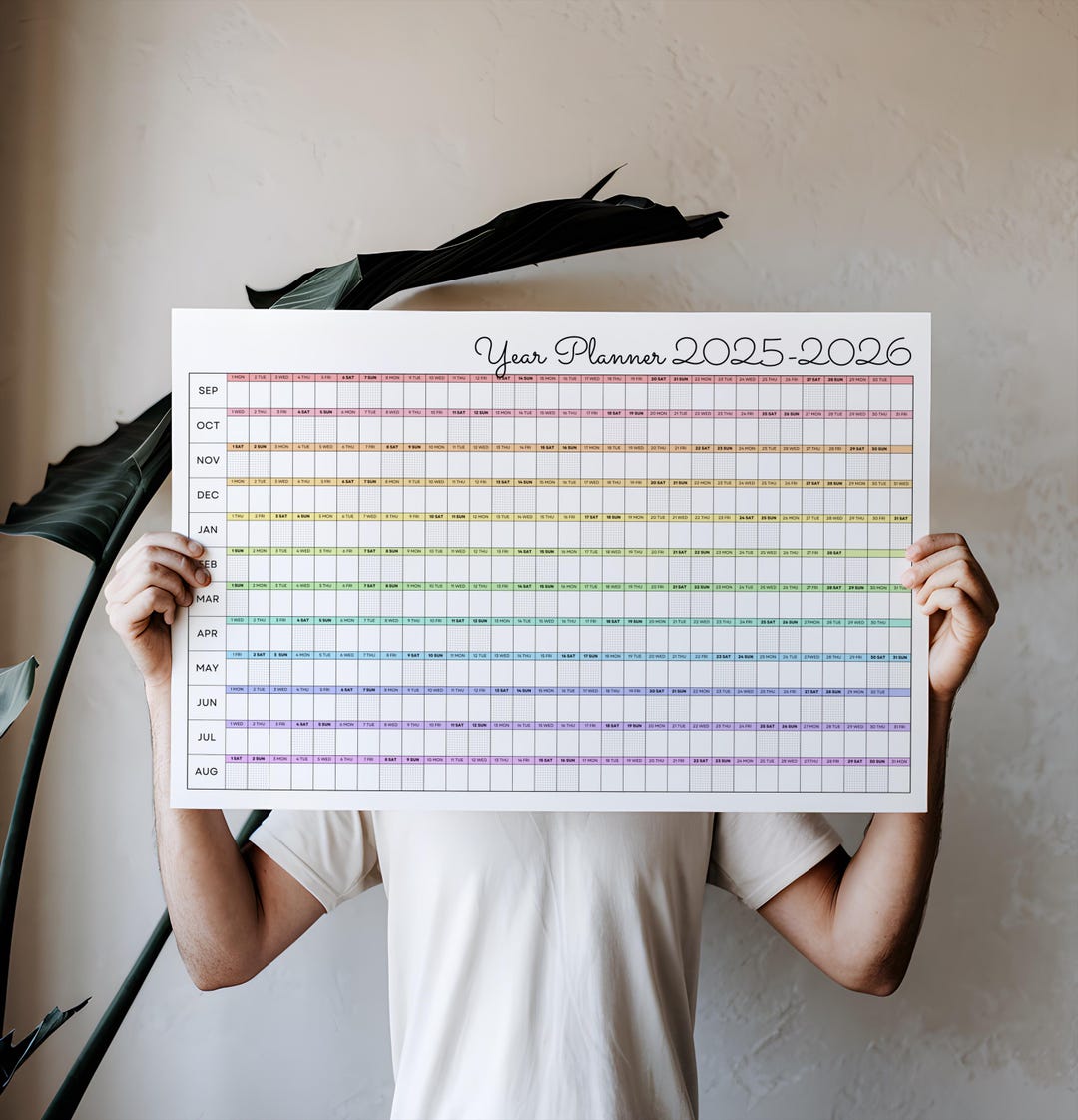 Academic Wall Planner Sep 2025–aug 2026 | Rainbow Poster Calendar ...