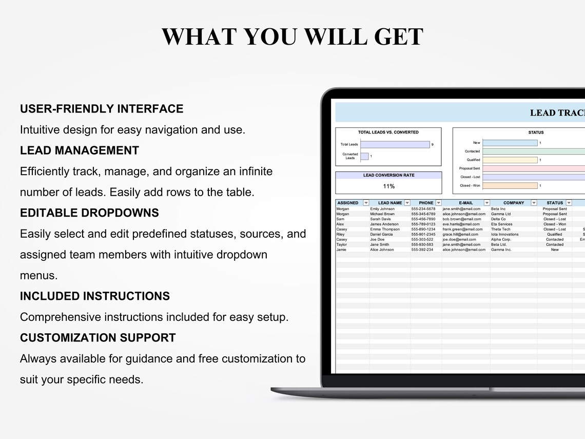Lead Tracker Excel Template: Client & Sales Management CRM (digital ...