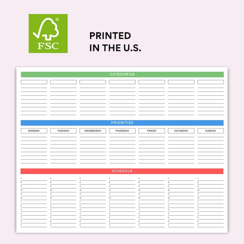 Weekly Planner Pad Funnel Down System Daily ADHD Planner, Tear-away ...