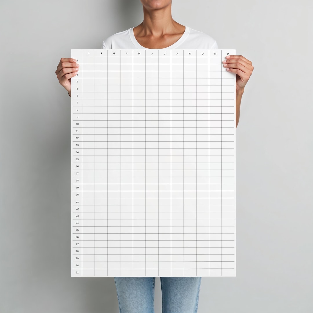 Yearly Calendar Undated Printable Perpetual Annual Planner PDF | A1, A2 ...