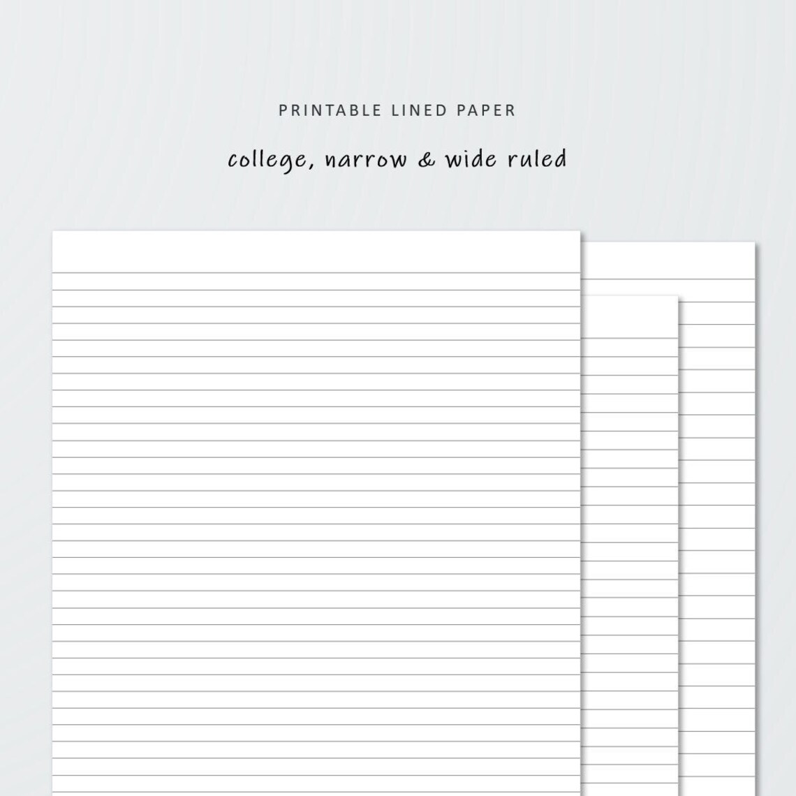 Printable Lined Paper Bundle 6 Templates Wide Narrow and - Etsy