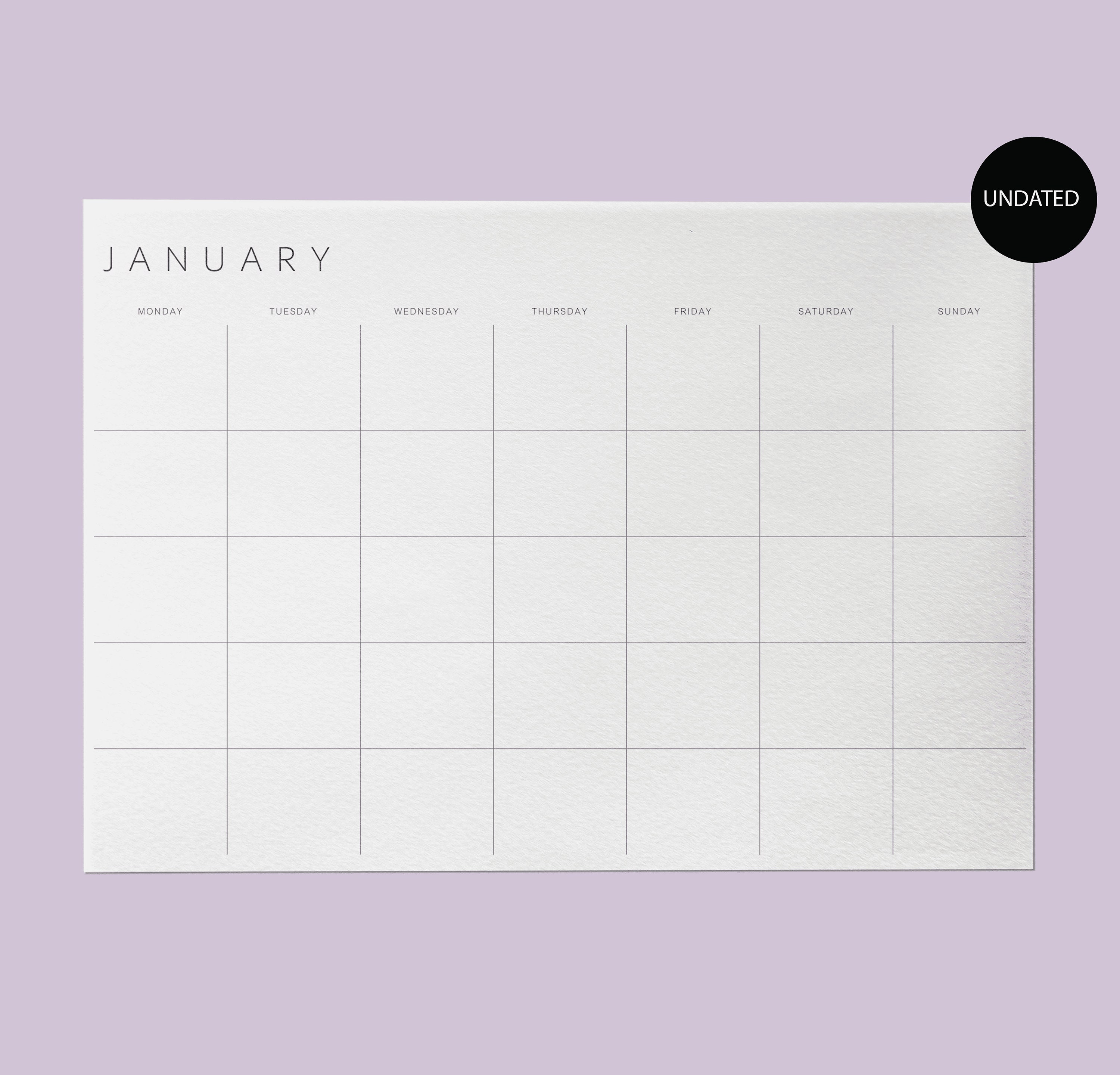 Undated Calendar Printable Monthly Planner Blank Calendar PDF ...
