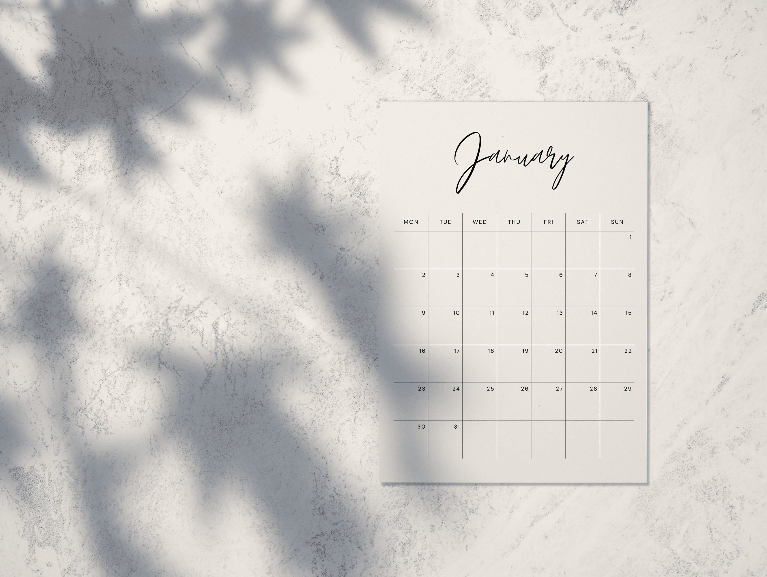 Printable Monthly Calendar 2023 With a Handwritten Font A4 - Etsy