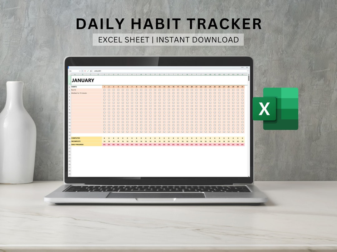 Digital Habit Tracker Excel, Daily Habit Tracker, Goal Tracker ...