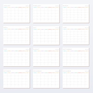 2025 Monthly Calendar Printable: Minimalist Rainbow Planner (PDF ...