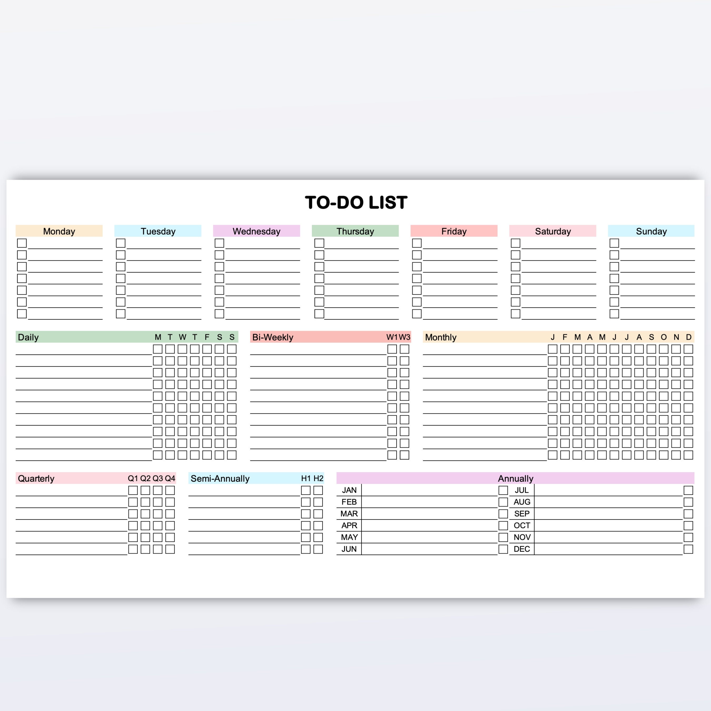Excel to Do List Template: Daily Weekly Monthly Task Tracker (digital ...