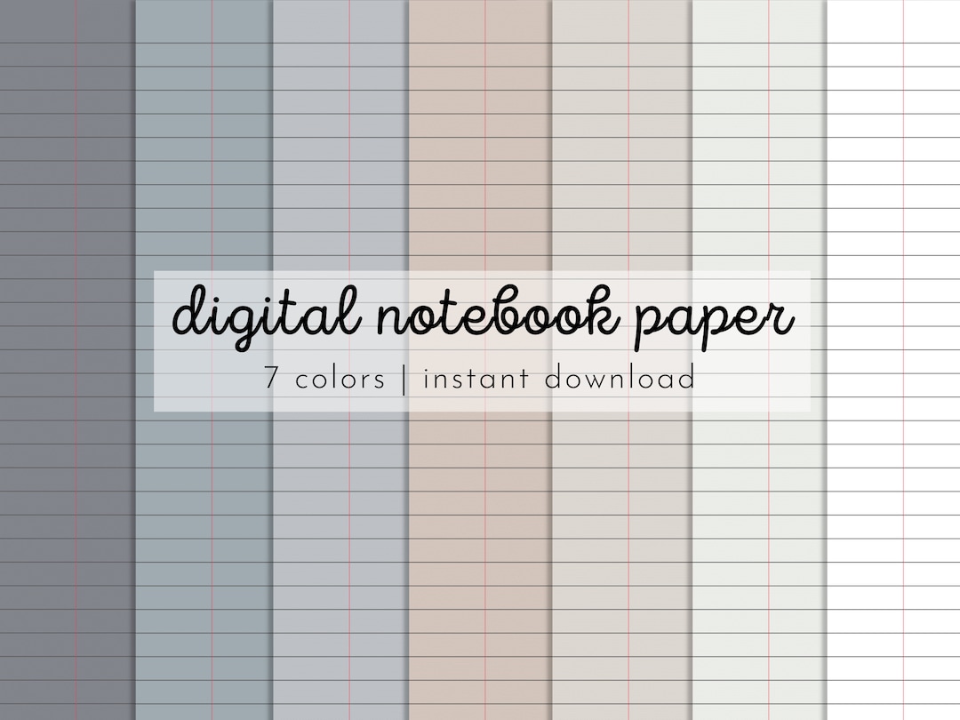 7 Digital Notebook Paper Templates Digital Paper Pack Lined Paper for ...