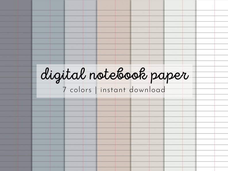 7 Digital Notebook Paper Templates Digital Paper Pack Lined Paper for ...
