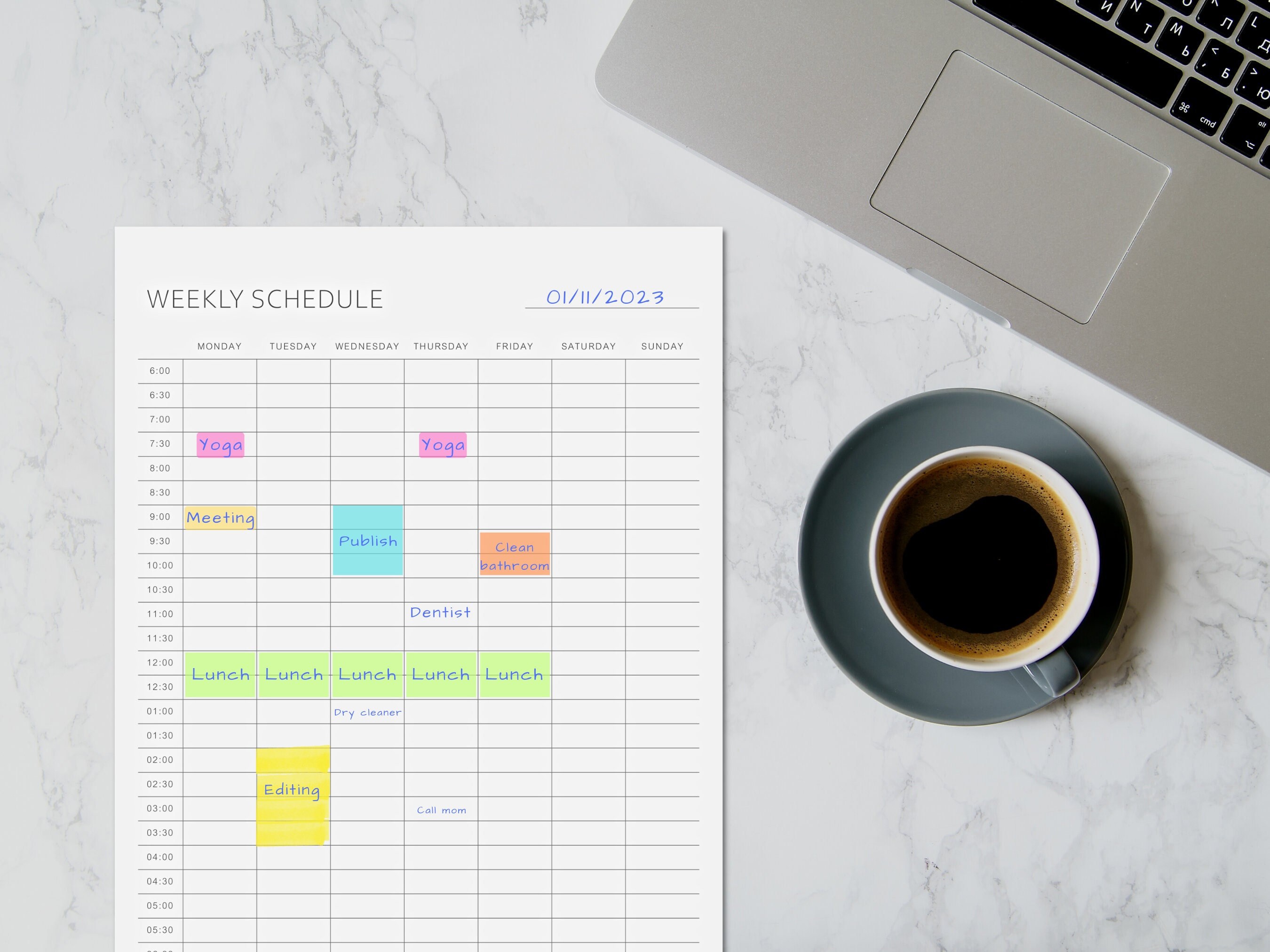 Weekly Schedule Printable Simple Minimal Weekly Planner - Etsy