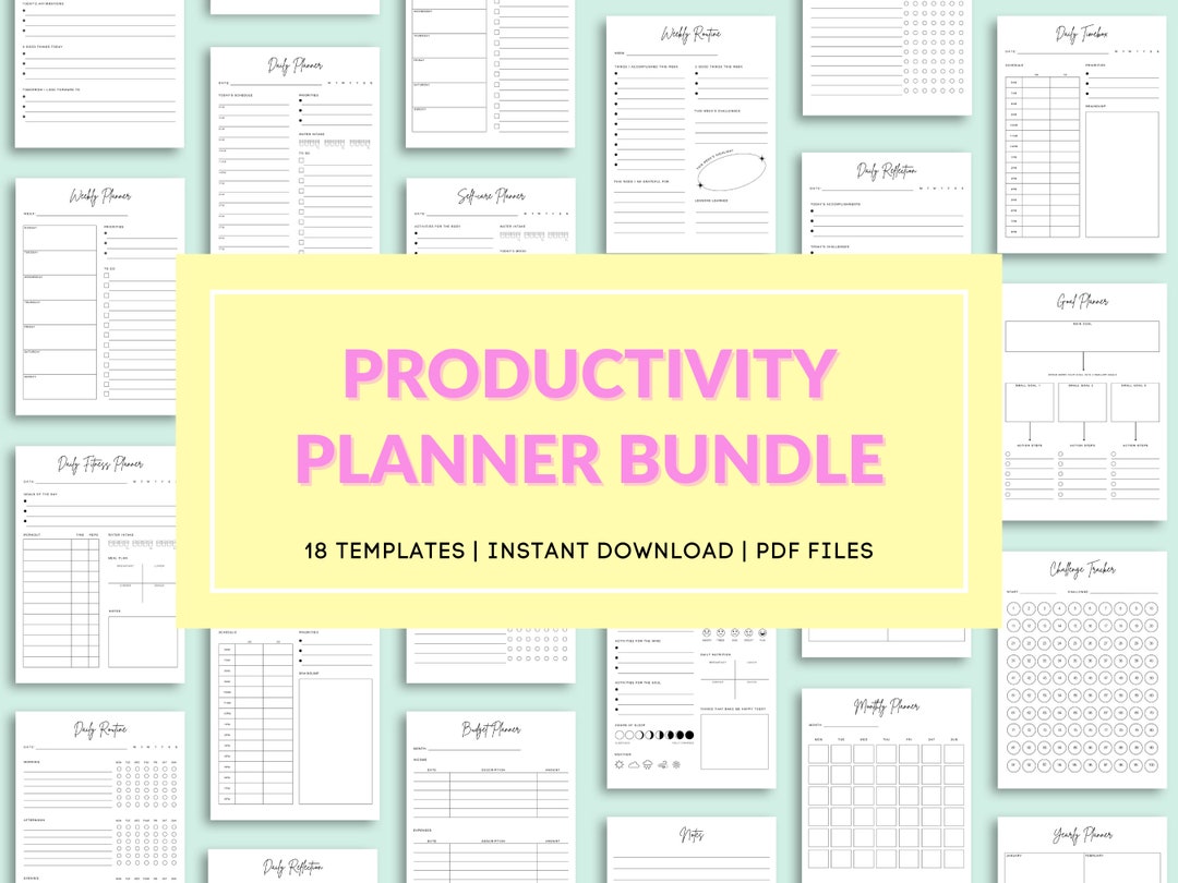 Printable Productivity Planner Bundle: Daily, Weekly, Monthly (A4 ...