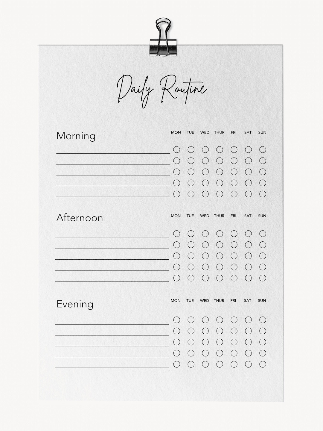 Daily Routine Template PDF Printable and Digital Daily Habits - Etsy