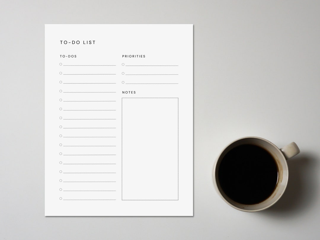 Printable to Do List Template A4, A5, Letter and Half Letter Printable ...