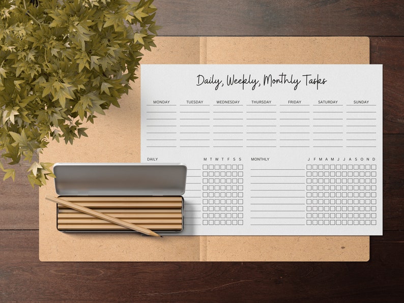 Minimalist Daily Weekly Monthly Planner: Printable To-do List (PDF) - Etsy