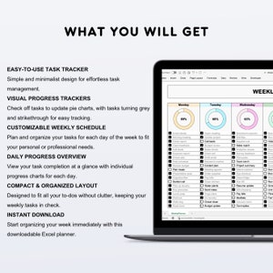 Weekly Planner With Checkboxes and Progress Tracker Weekly Checklist ...
