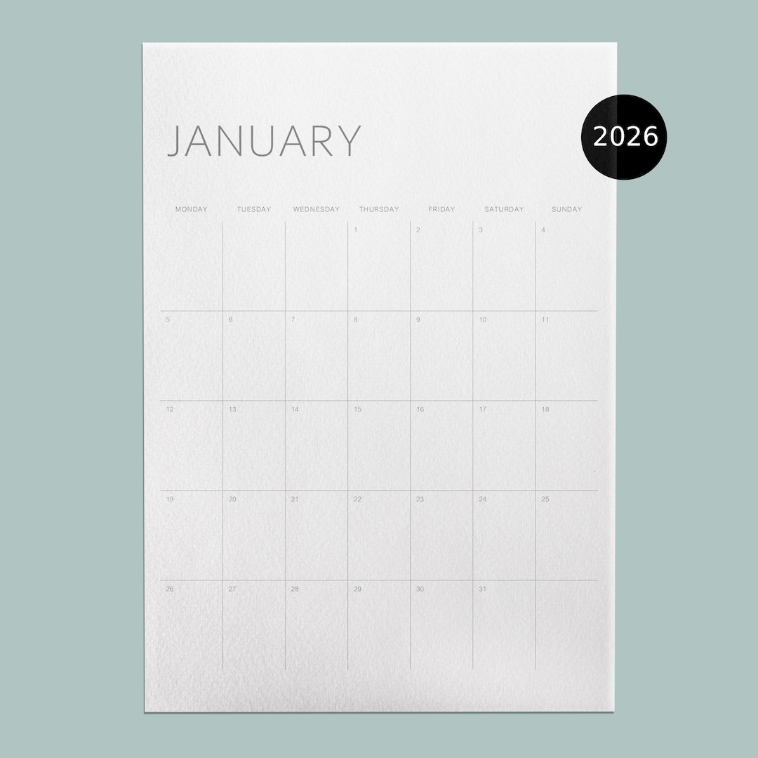 2026 Minimalist Calendar Printable: Monthly Planner (PDF Download) - Etsy