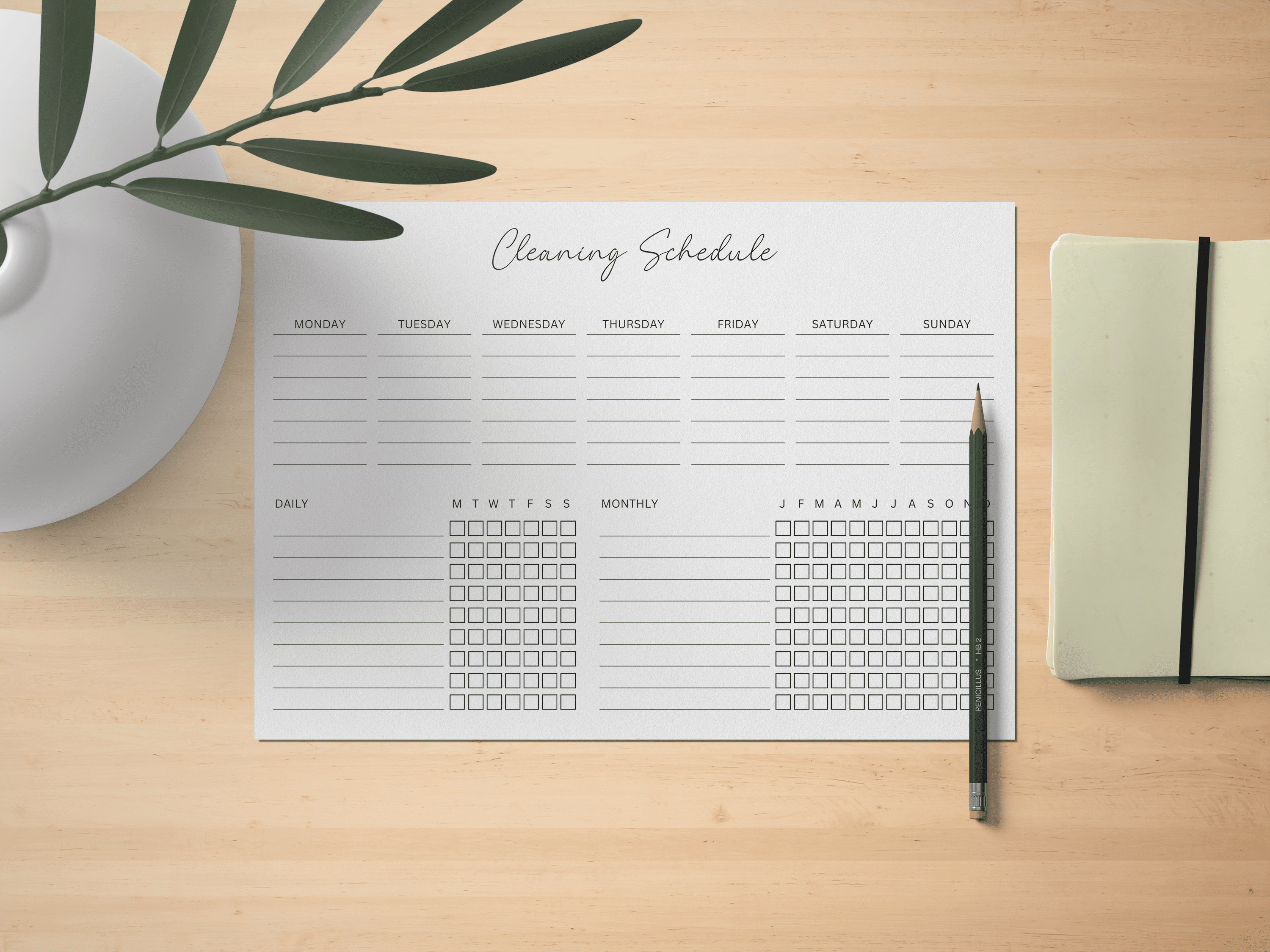Printable Cleaning Schedule Daily, Weekly, Monthly Cleaning Checklist ...