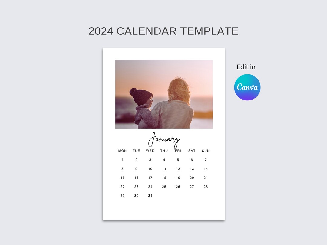 Photo Calendar Template 2024 Canva 100% Editable Canva Custom - Etsy UK
