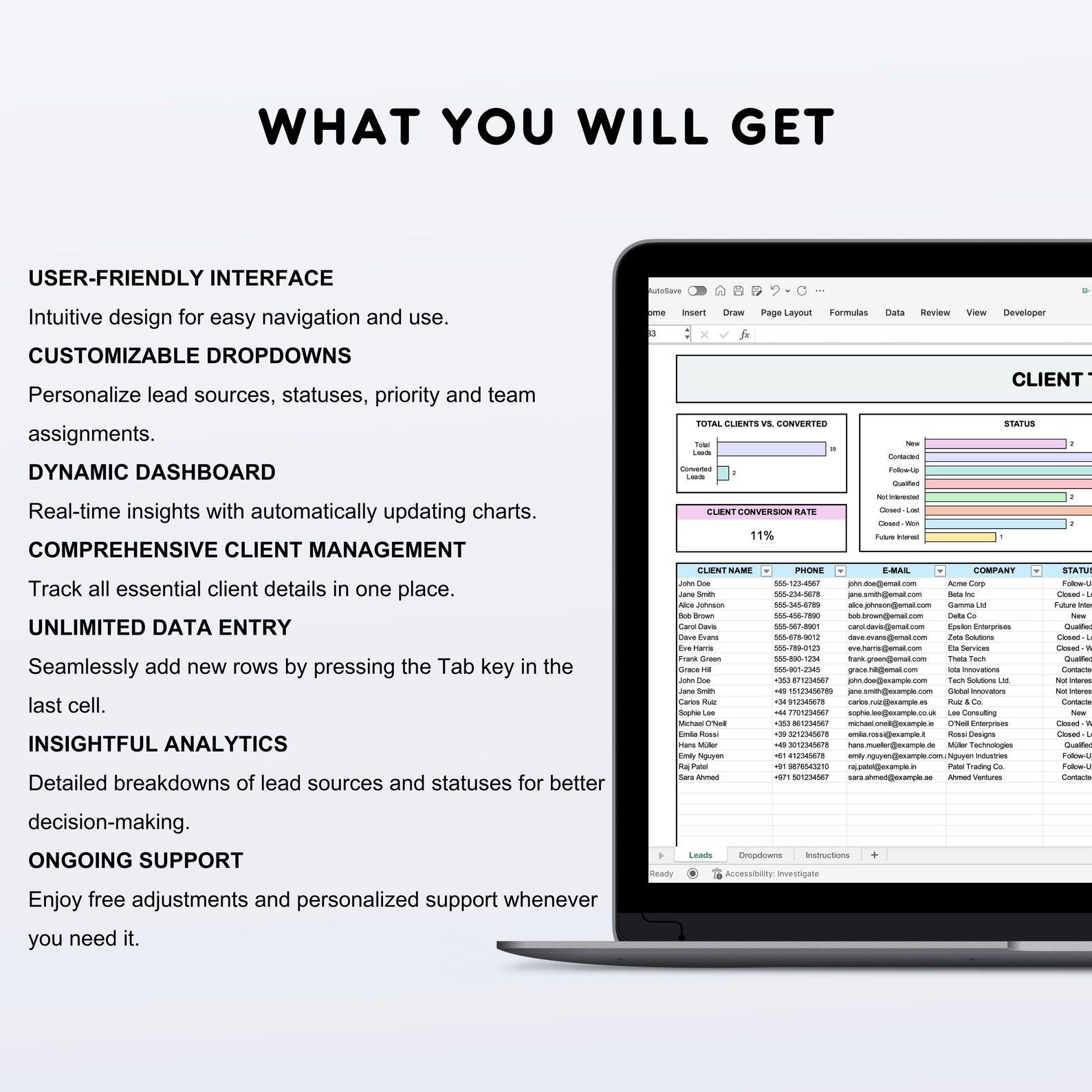 Excel Client Tracker: CRM Dashboard, Lead Management (digital Download ...