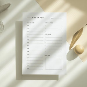 Printable Daily Planner Template PDF Simple Minimalist - Etsy