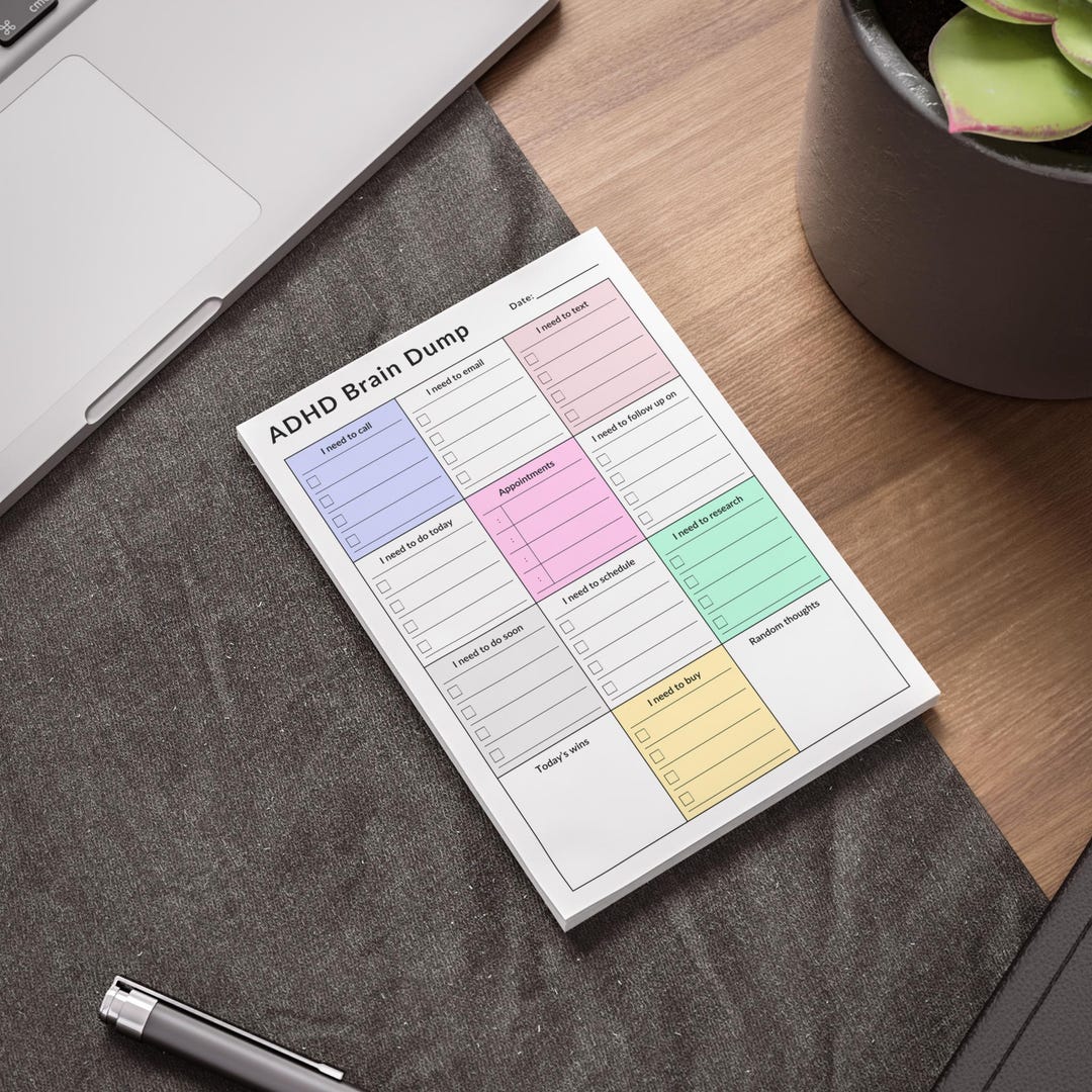ADHD Daily Planner, Sticky Notes Pad, Notepad of 50 Adhesive Post-it ...
