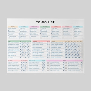 Daily Weekly Monthly to Do List Template Printable Colorful Checklist ...
