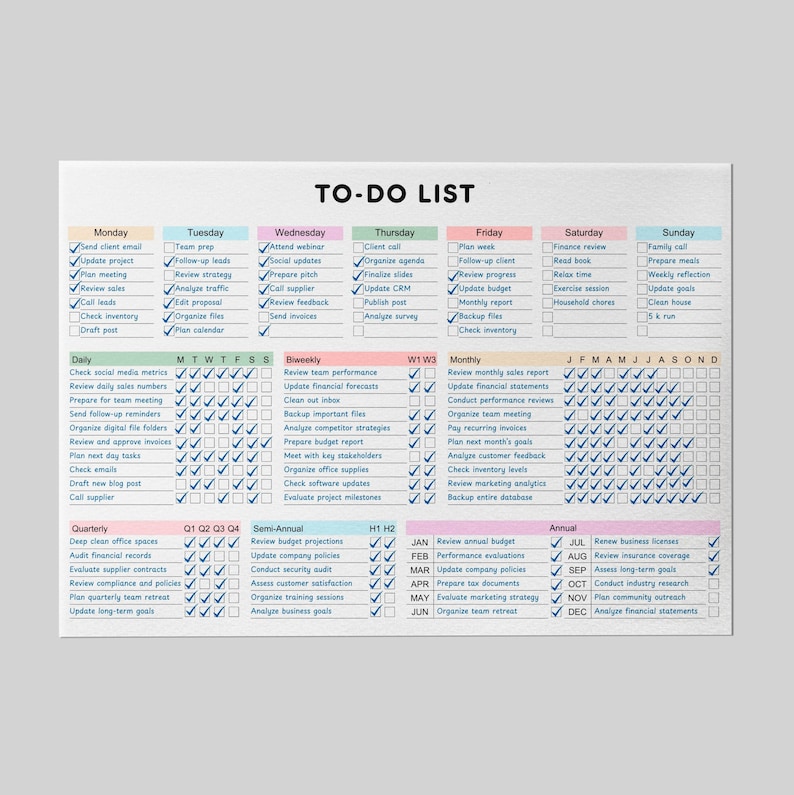 Daily Weekly Monthly to Do List Printable Task Tracker (PDF Download ...